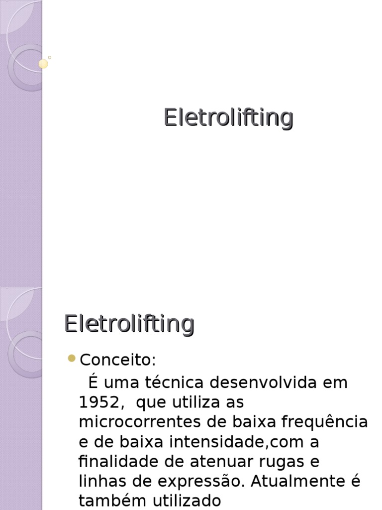 Eletrolifting: Técnica e Indicações | PDF | Inflamação | Pele
