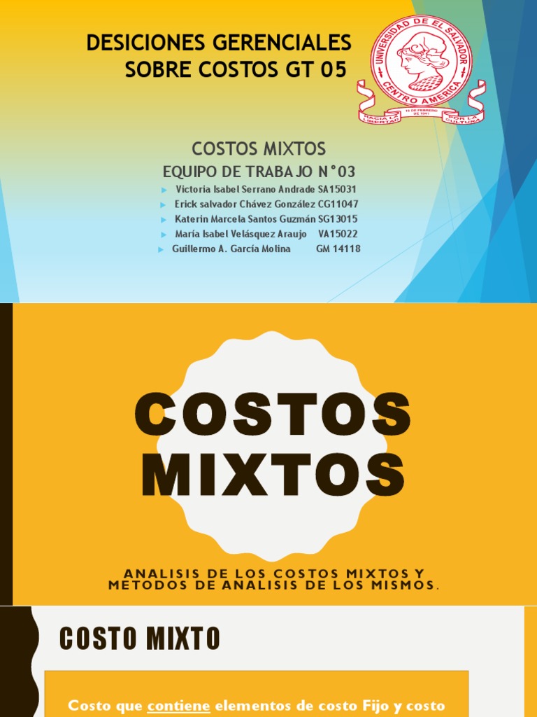 Costos Mixtos, Equipo de Trabajo 03 | PDF | Ingeniería Industrial ...