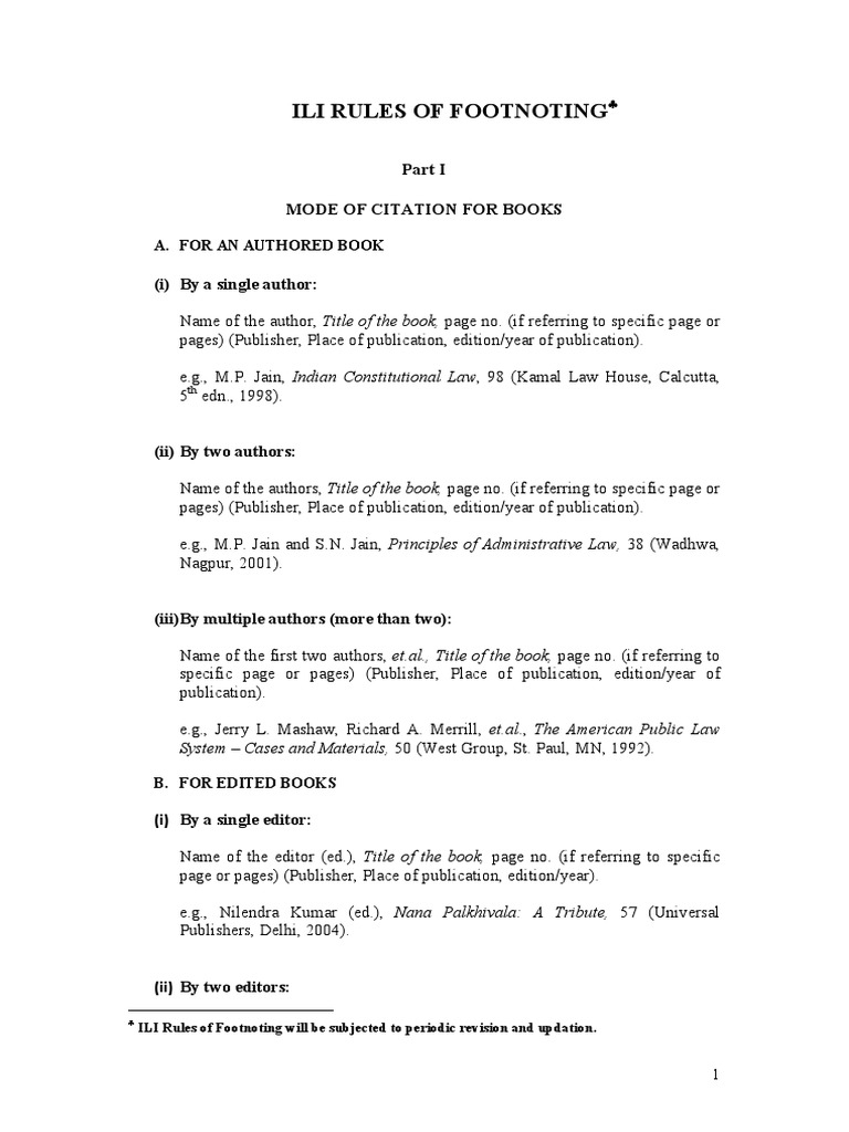 ILI Rules of Footnoting-1 | PDF | Social Institutions | Social Science