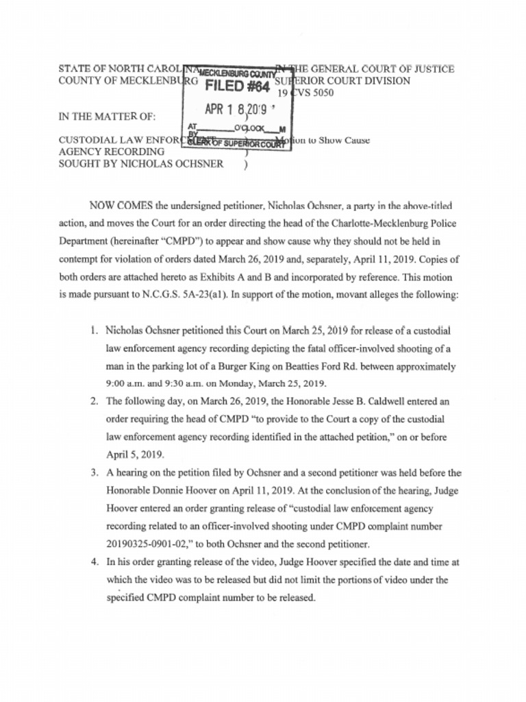 FILED - Motion and Order To Show Cause | PDF