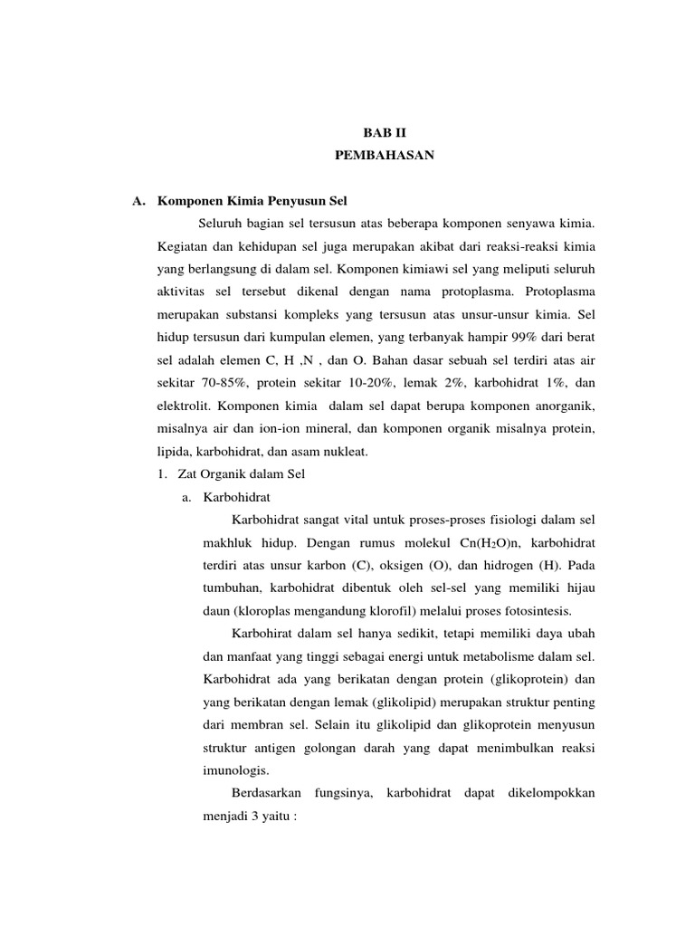Komponen Kimia Penyusun Sel | PDF