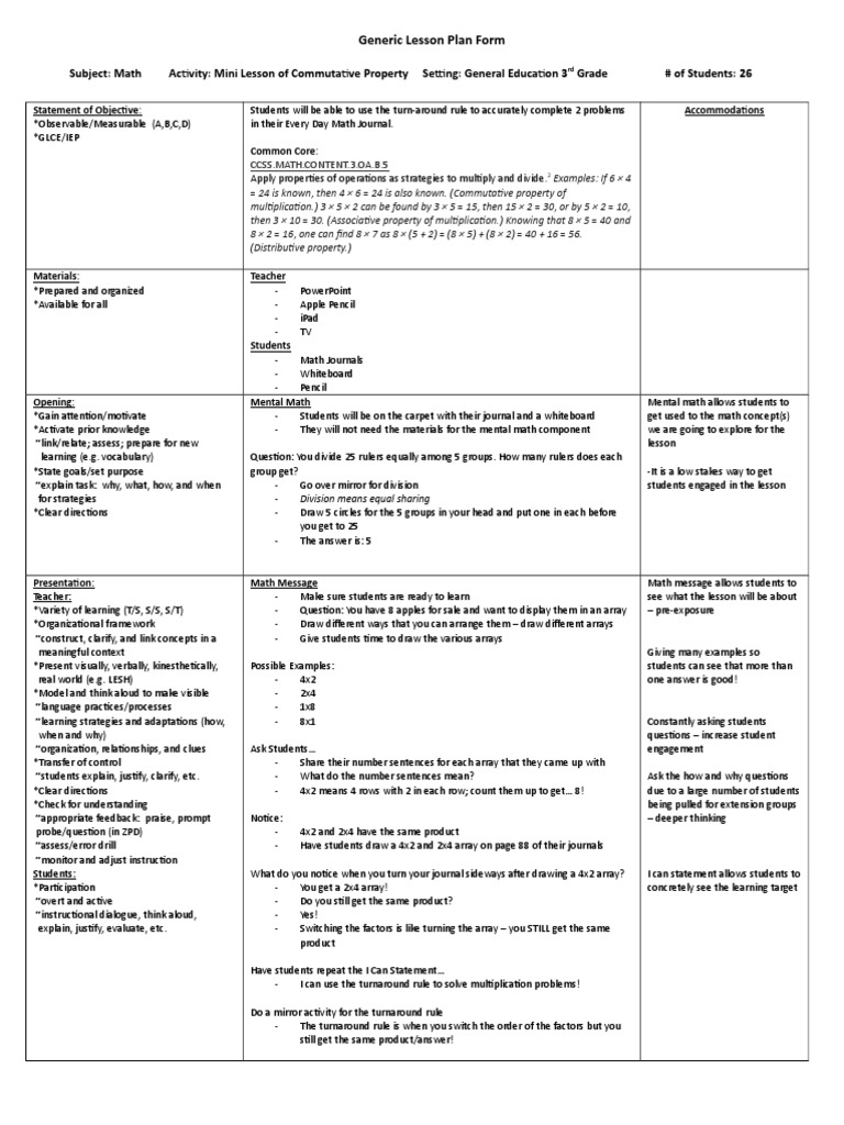 Formal Observation 7 Math | PDF | Lesson Plan | Teaching Mathematics