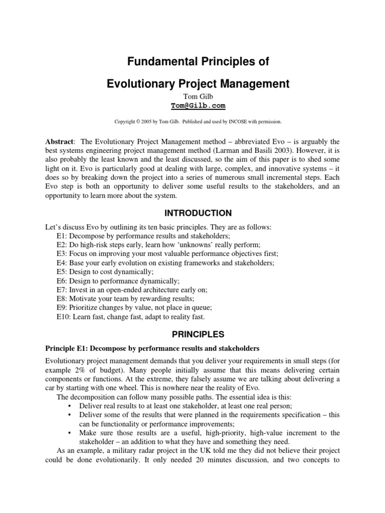 Fundamental Principles of Evolutionary Project Management | Download ...