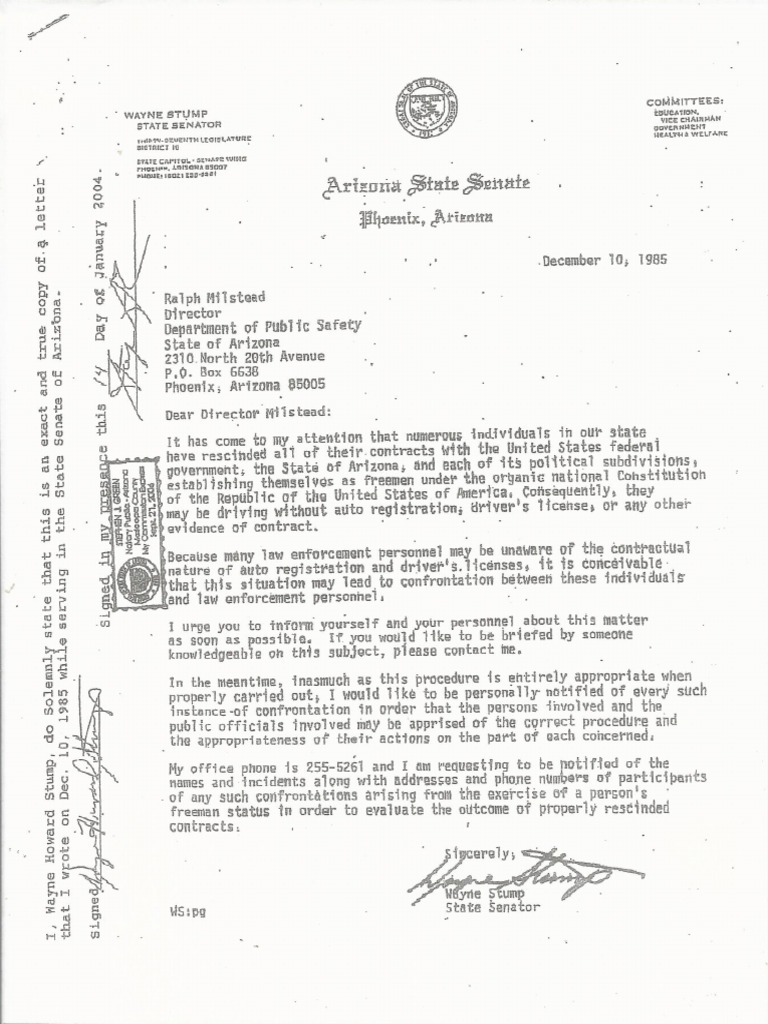 Senator Wayne Stump Letter PDF | PDF