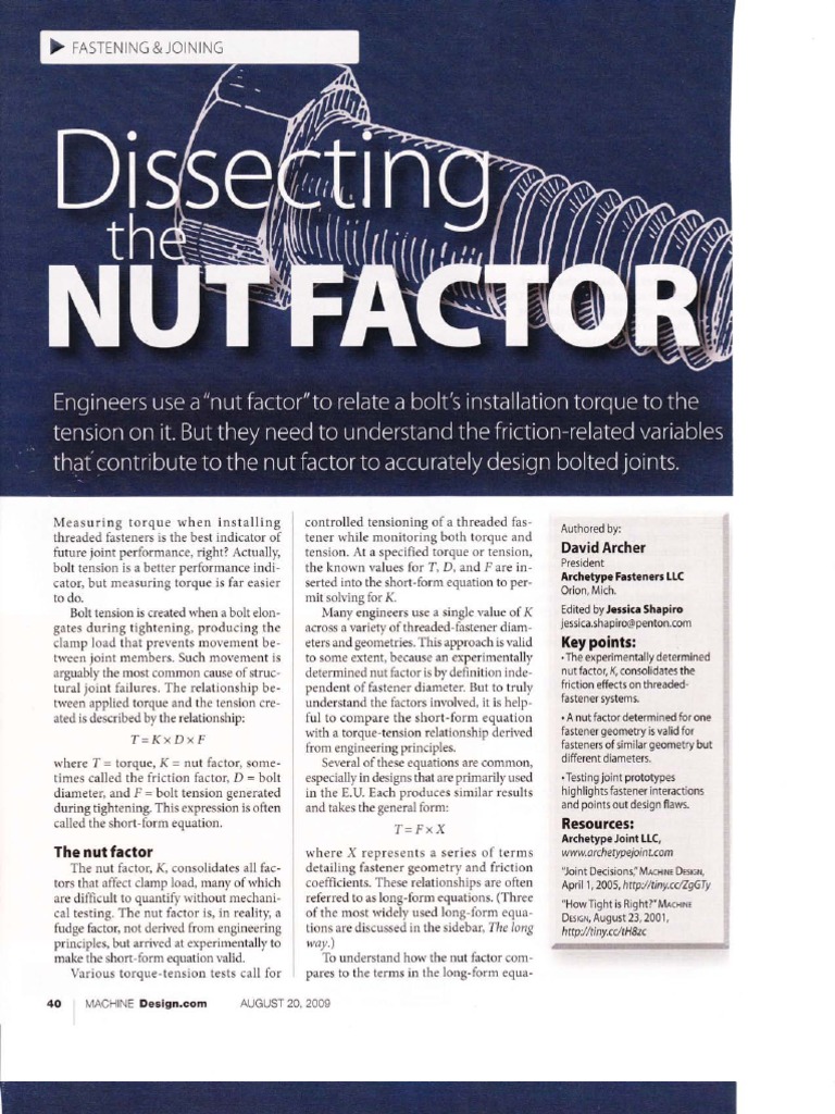 Dissecting The Nut Factor | PDF | Screw | Nut (Hardware)