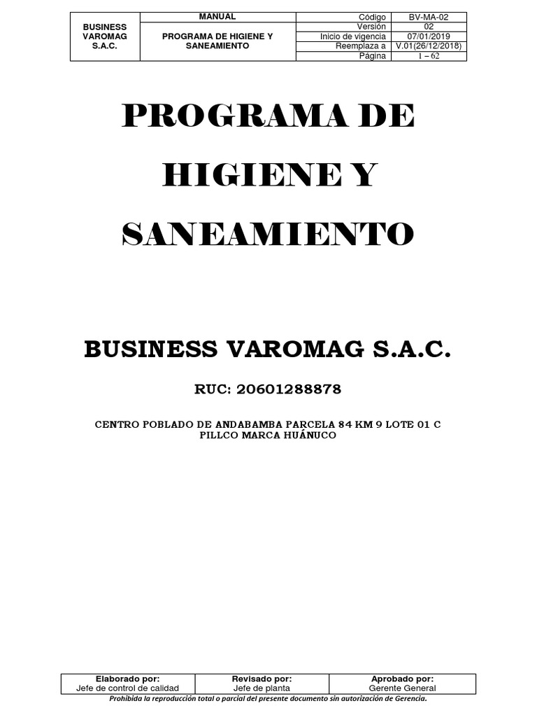 Manual PHS | PDF | Alimentos | Agua