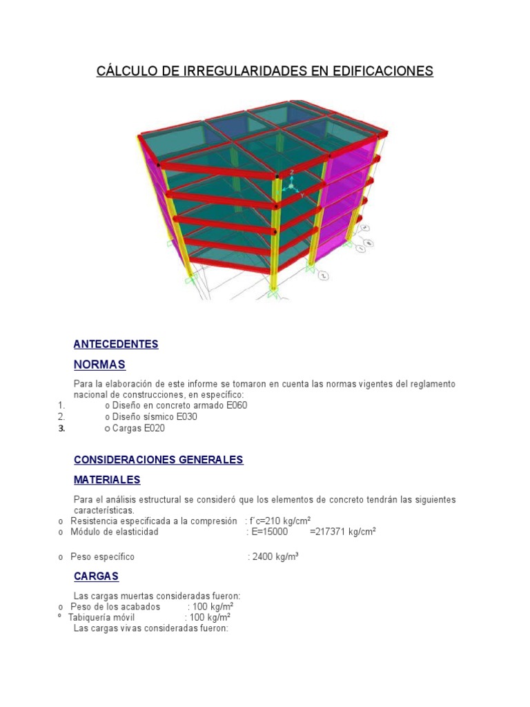 Cálculo de Irregularidades Estructurales | PDF | Hormigón | Naturaleza
