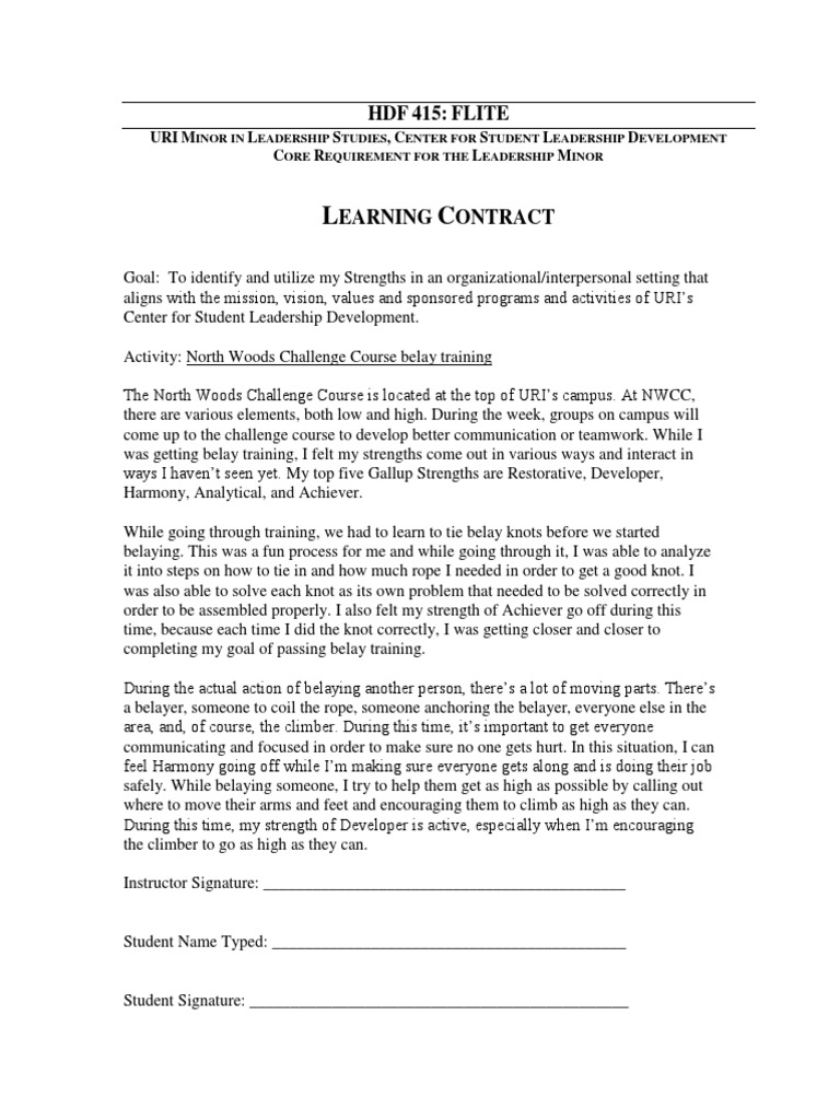 hdf415 Learning Contract | PDF | Knot | Leadership