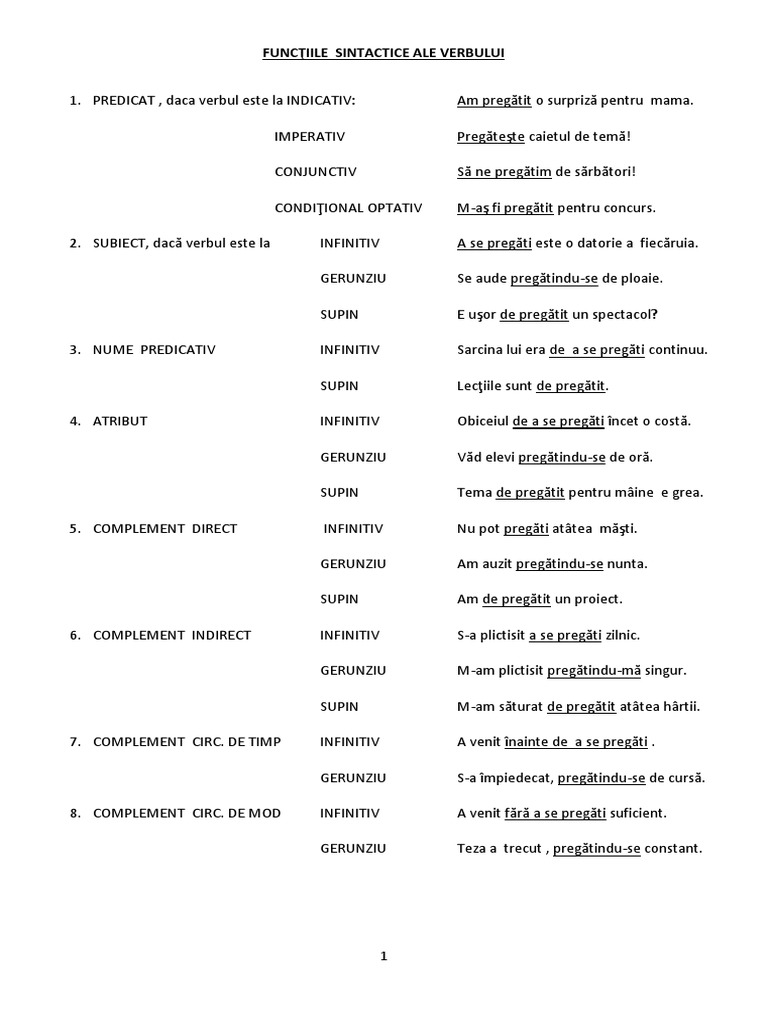 Functii Sintactice Ale Verbului | PDF