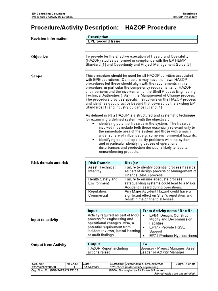 HAZOP Procedure Overview and Steps | PDF | Safety | Engineering