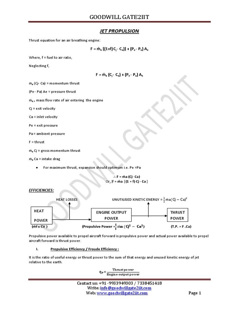 Jet Propulsion Notes | PDF | Jet Engine | Propulsion