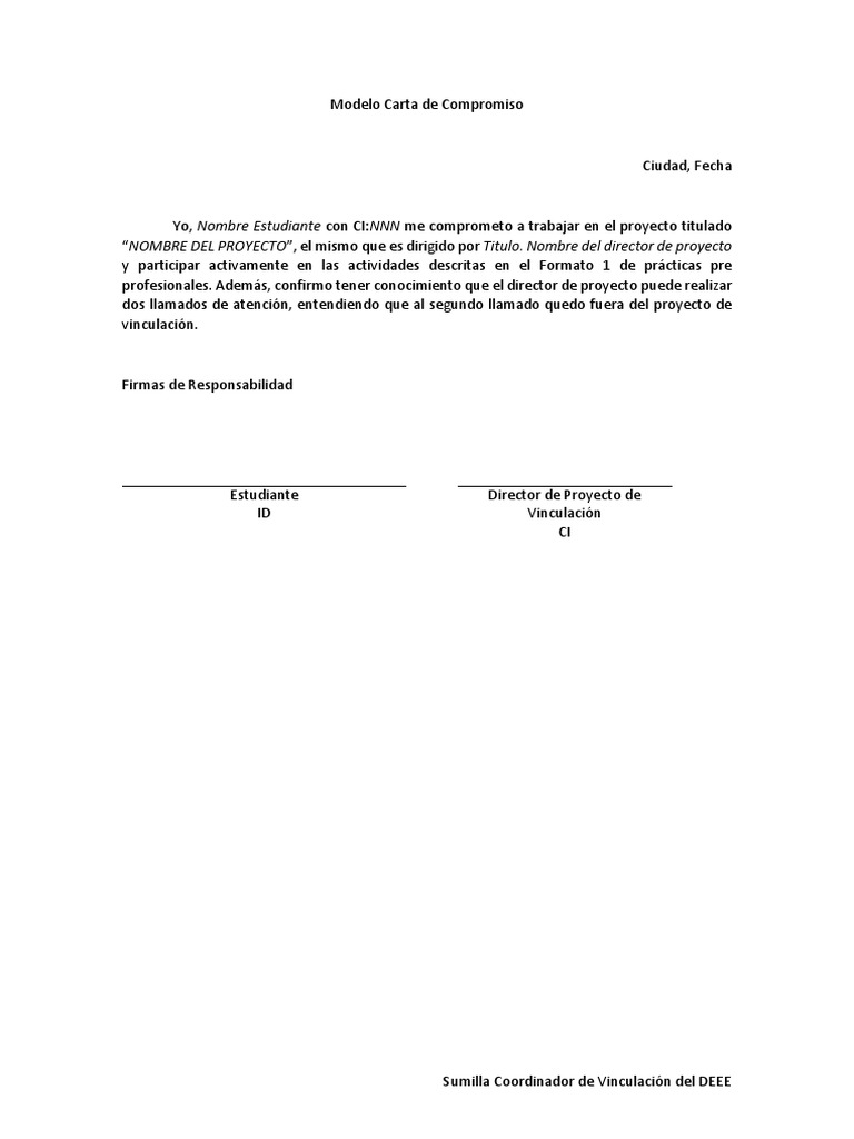 Modelo Carta de Compromiso | PDF