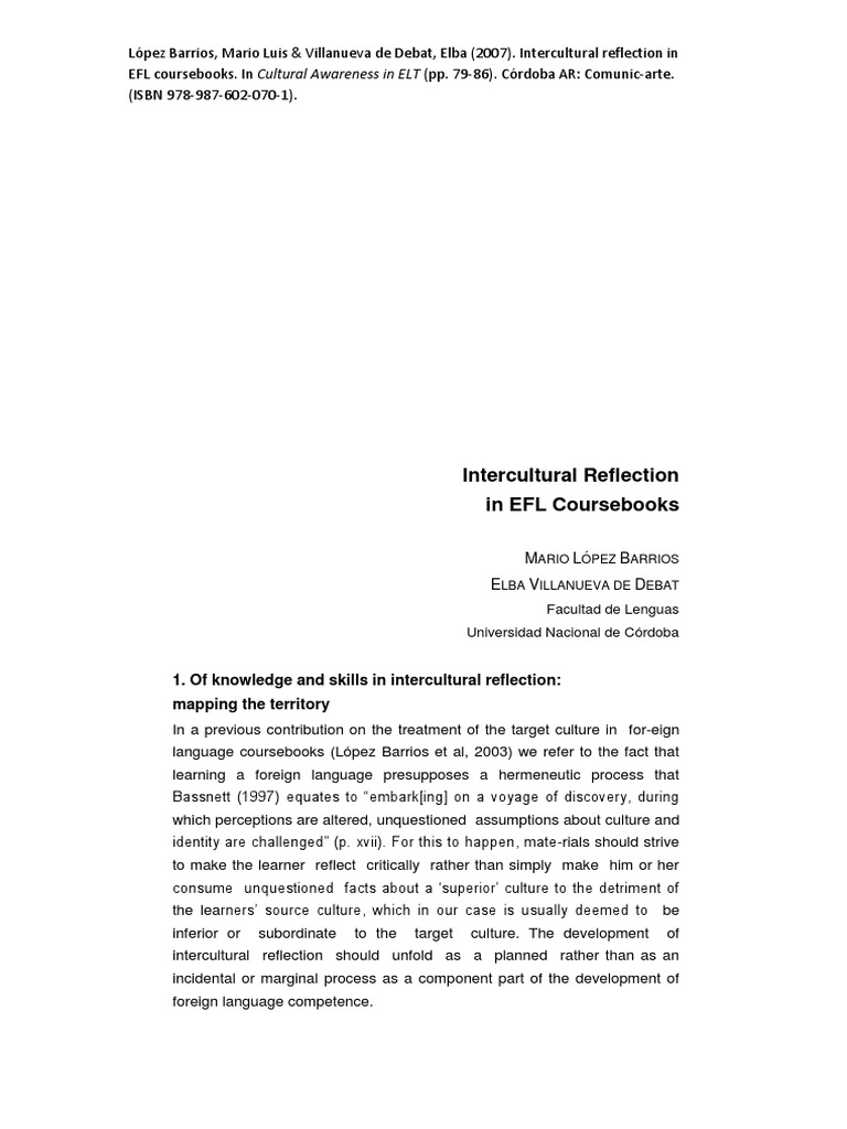 Intercultural Reflection in EFL Coursebooks: C A ELT | PDF | Reading ...
