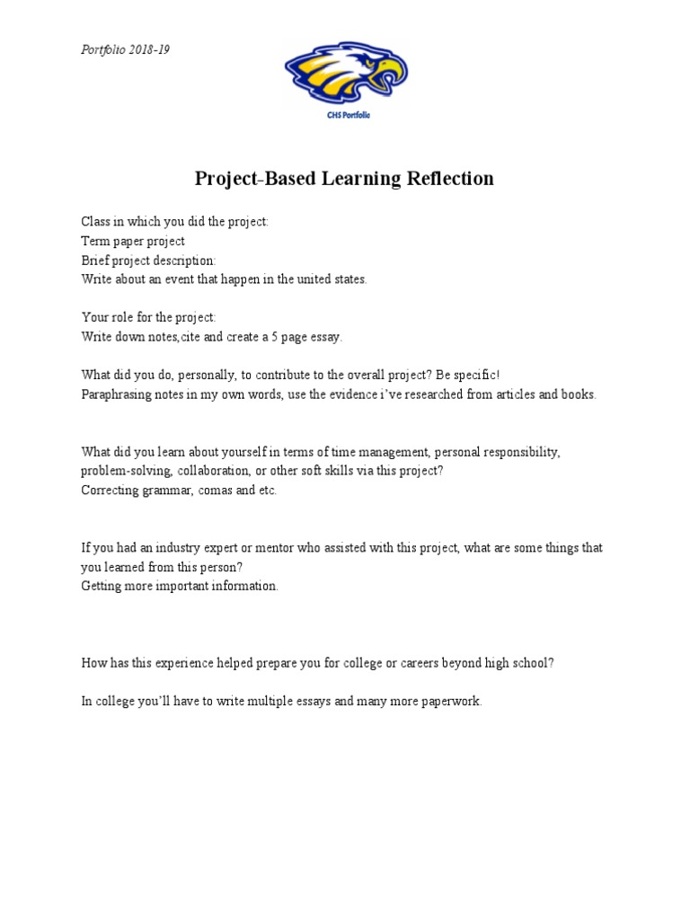 PBL Reflection | PDF | Career & Growth