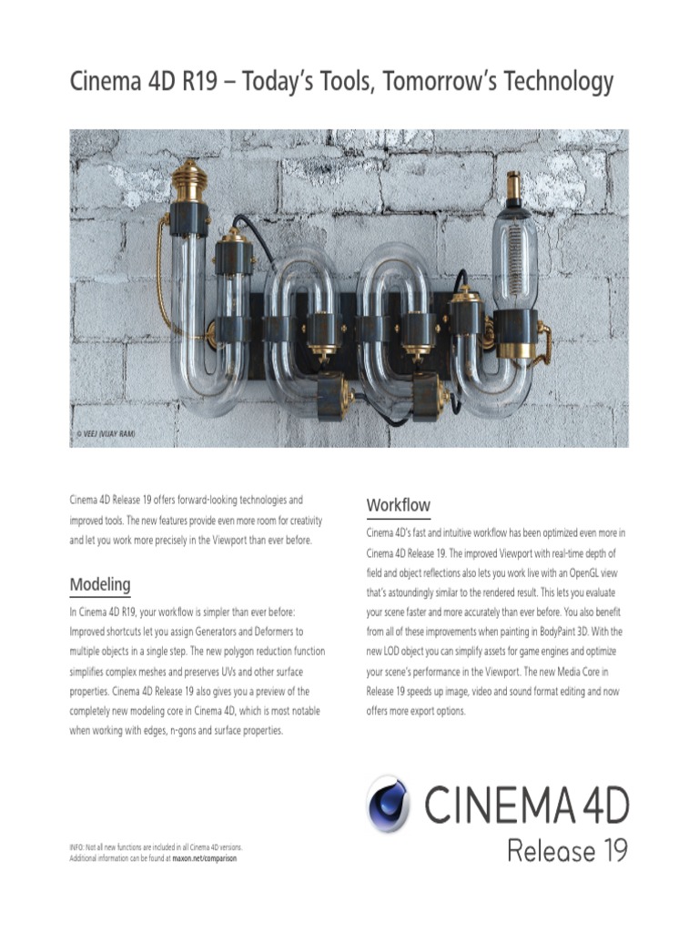 Cinema 4D New in R19 Flyer en Online Usage | PDF | Rendering (Computer ...