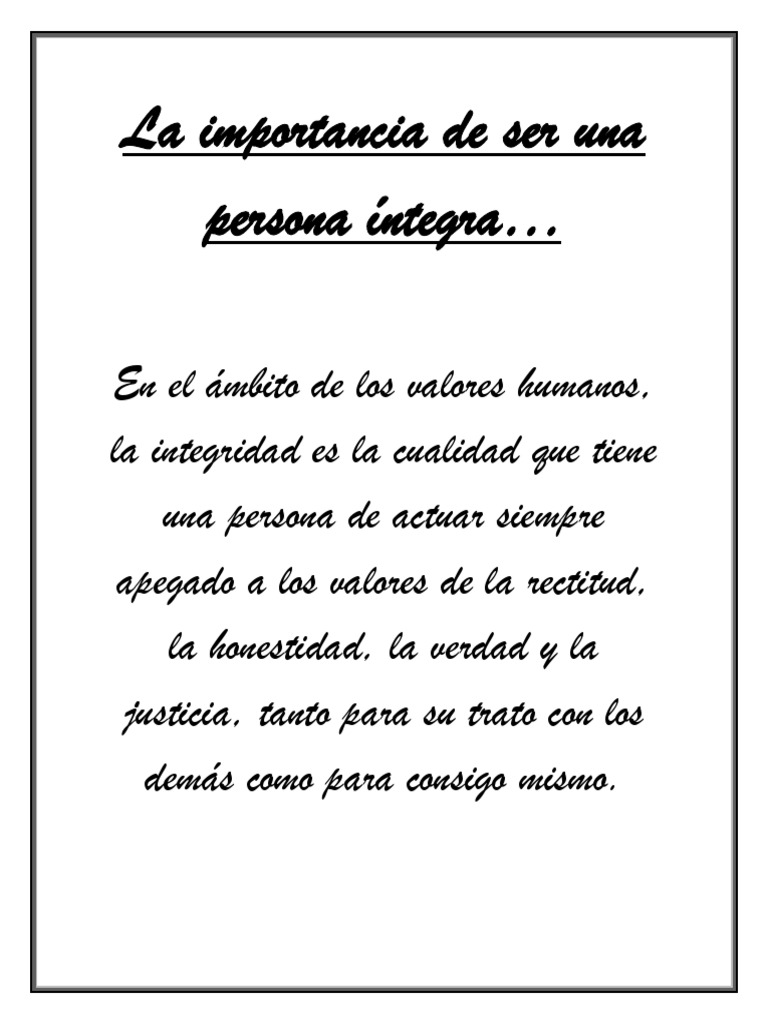 La Importancia de Ser Una Persona Íntegra | PDF