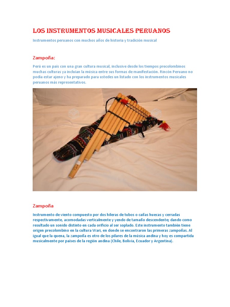 Los Instrumentos Musicales Peruanos | PDF | Instrumentos musicales | Perú