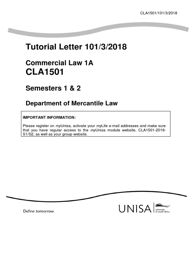 Cla1501 2018 Tutorial | PDF | Test (Assessment) | Multiple Choice