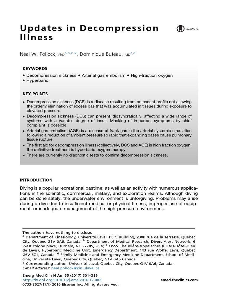 Understanding the Physiology and Pathology of Decompression Illness: An ...