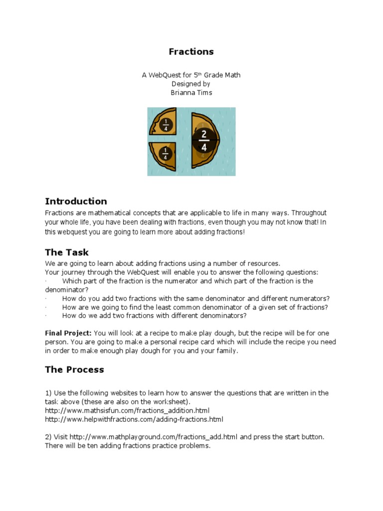 Webquest | PDF | Fraction (Mathematics) | Worksheet