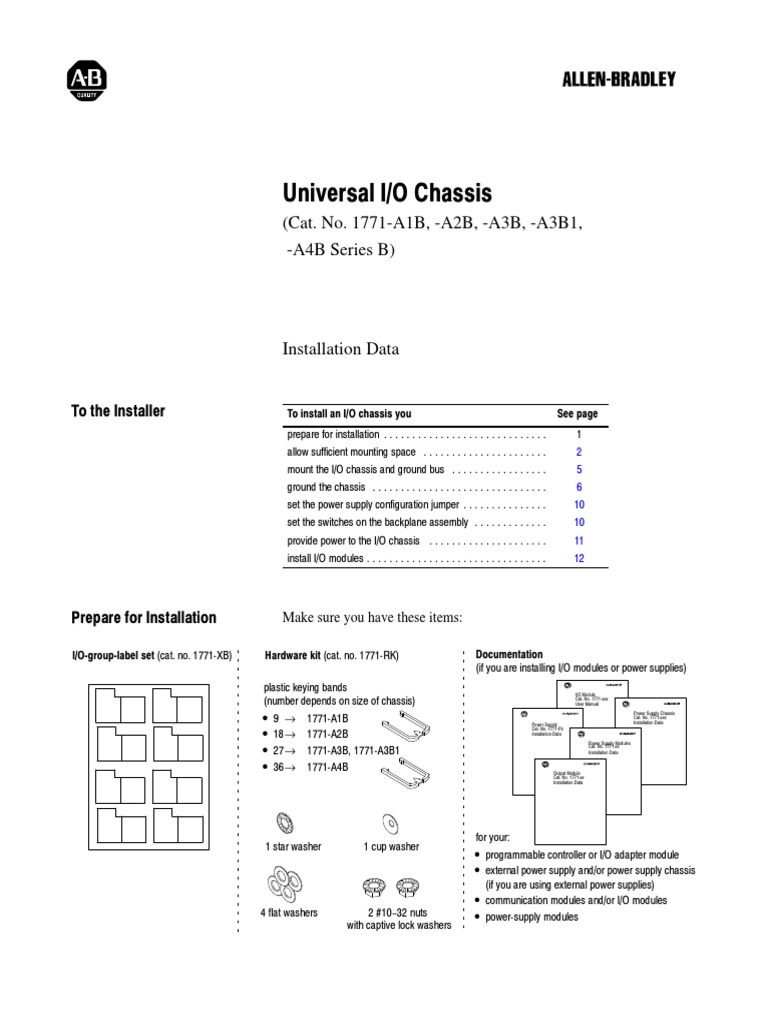 Universal I/O Chassis: (Cat. No. 1771-A1B, - A2B, - A3B, - A3B1, - A4B ...