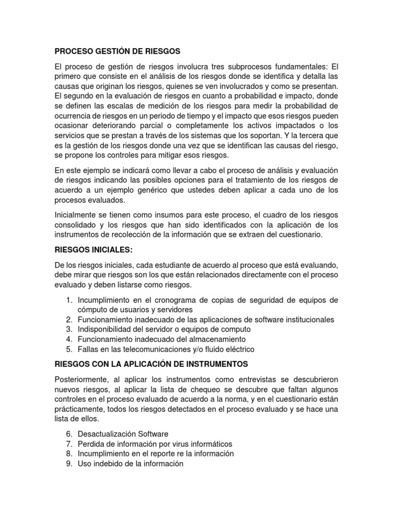 Análisis y Evaluación de Riesgos 2019 I VF | PDF | Riesgo | Servidor ...