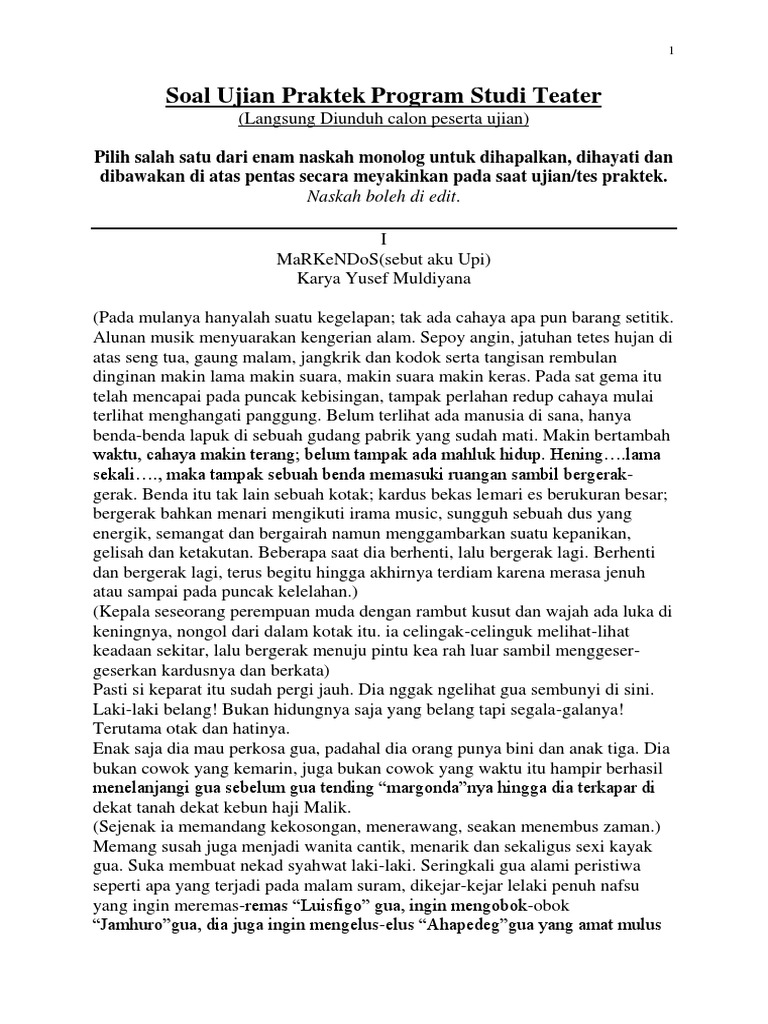 Naskah Monolog Teater | PDF | Seni