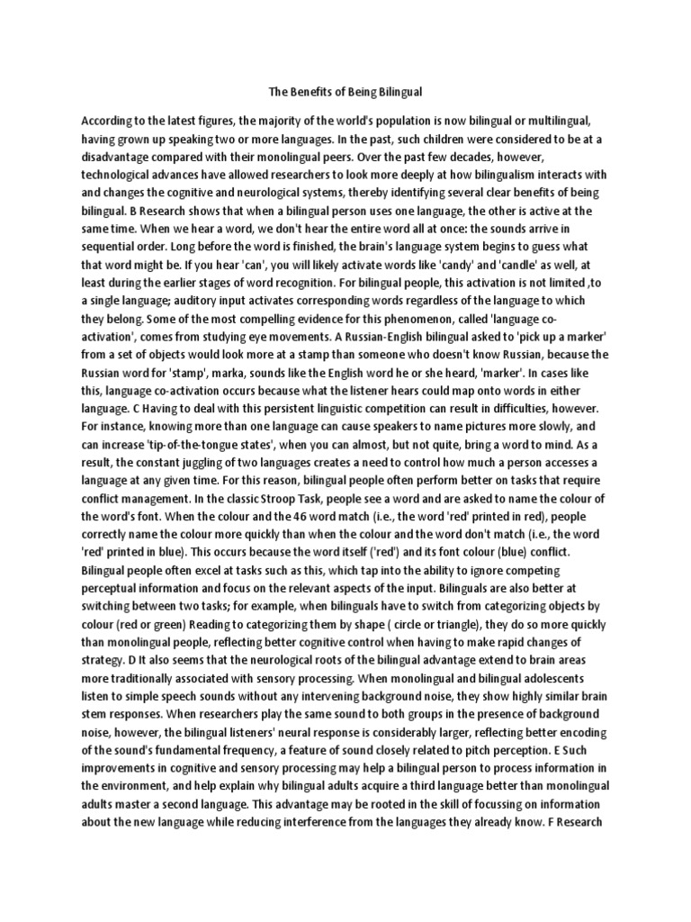 The Benefits of Being Bilingual | PDF | Multilingualism | Perception
