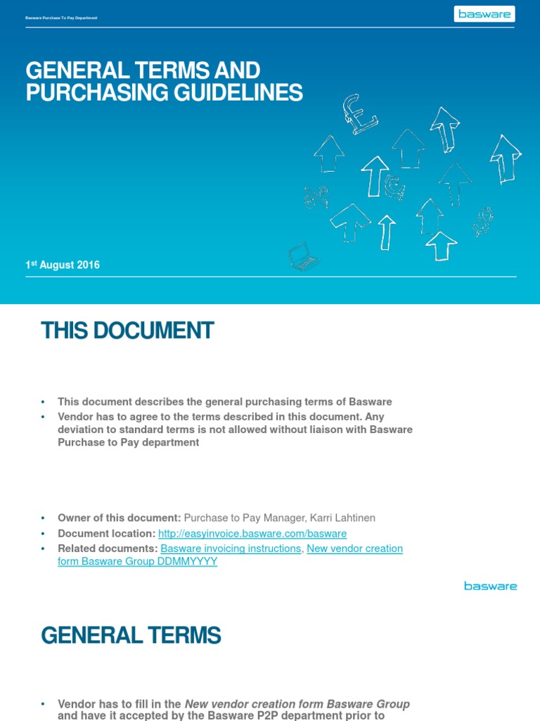 Basware General Purchasing Terms Presentation | PDF | Invoice | Payments