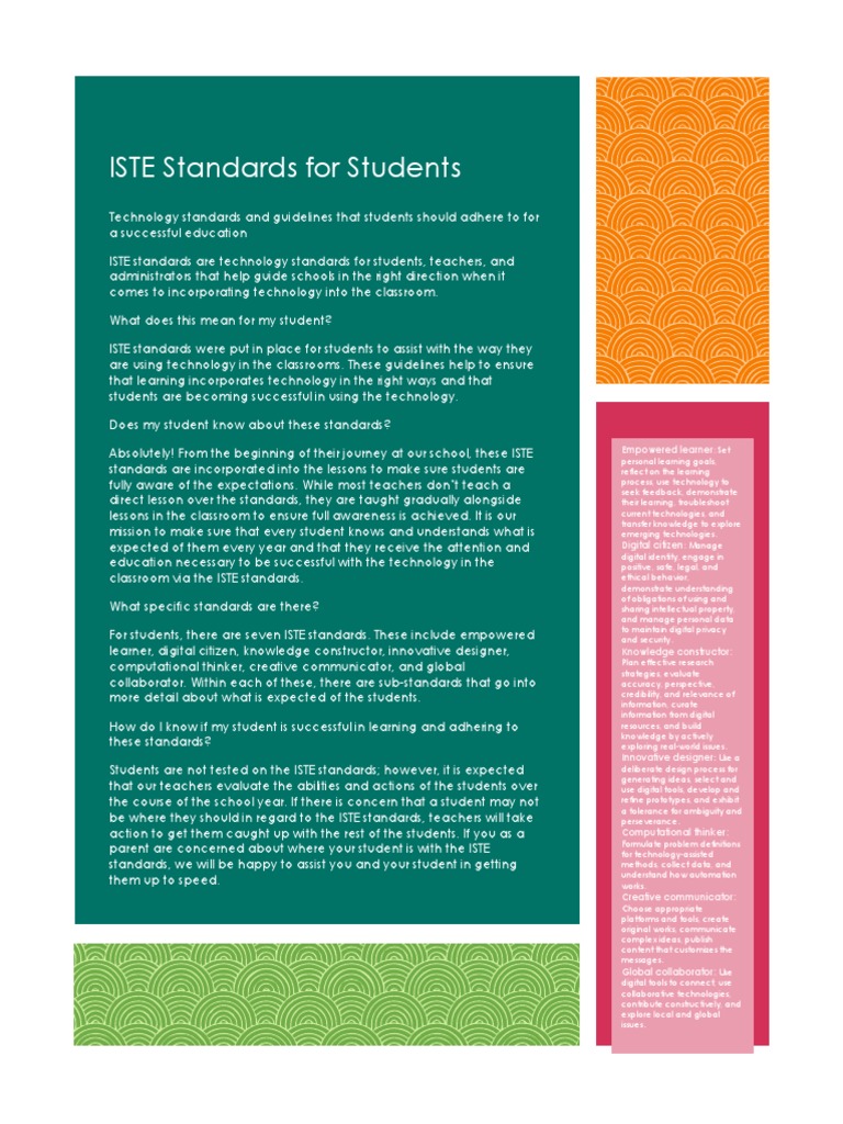 Iste Standards For Students | PDF | Learning | Teachers
