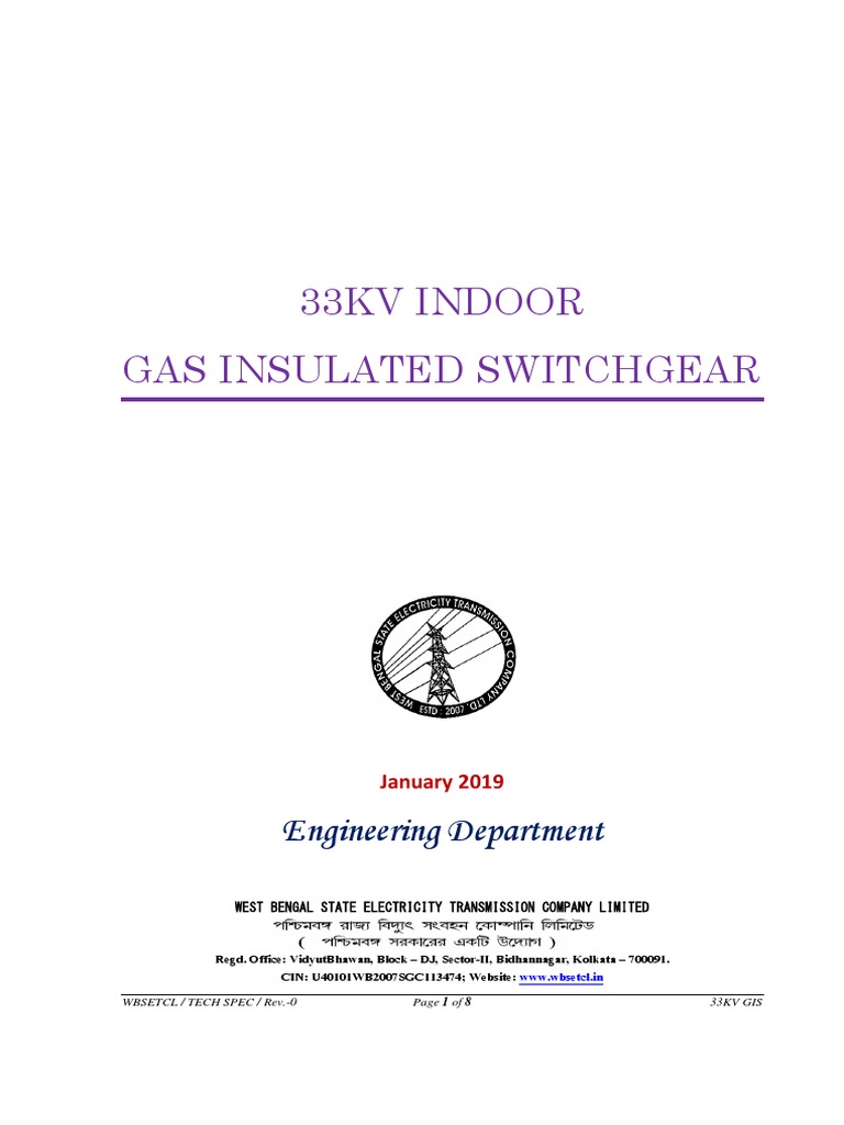 33kv Indoor Gas Insulated Switchgear - Rev 0 | PDF | Electrical Wiring ...