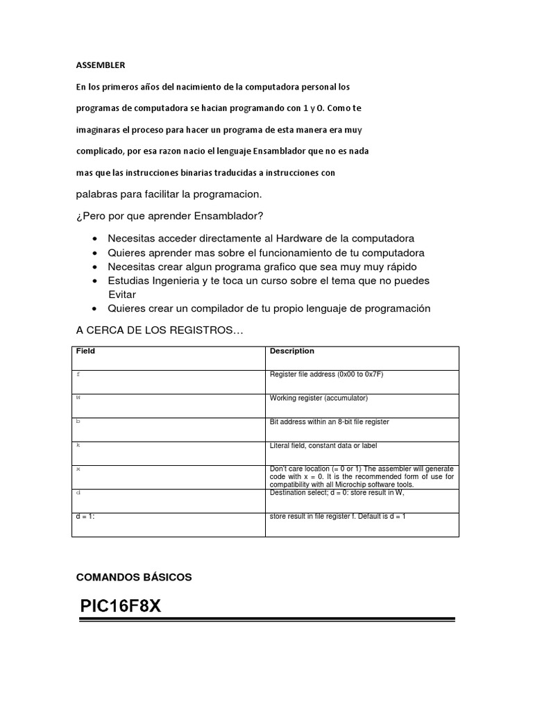 Assembler | PDF | Lenguaje ensamblador | Programación de computadoras