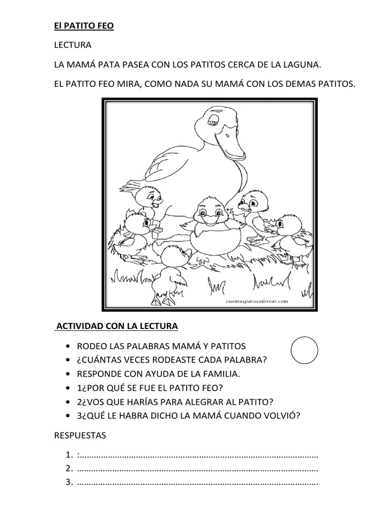Actividades del Patito Feo para Niños | PDF