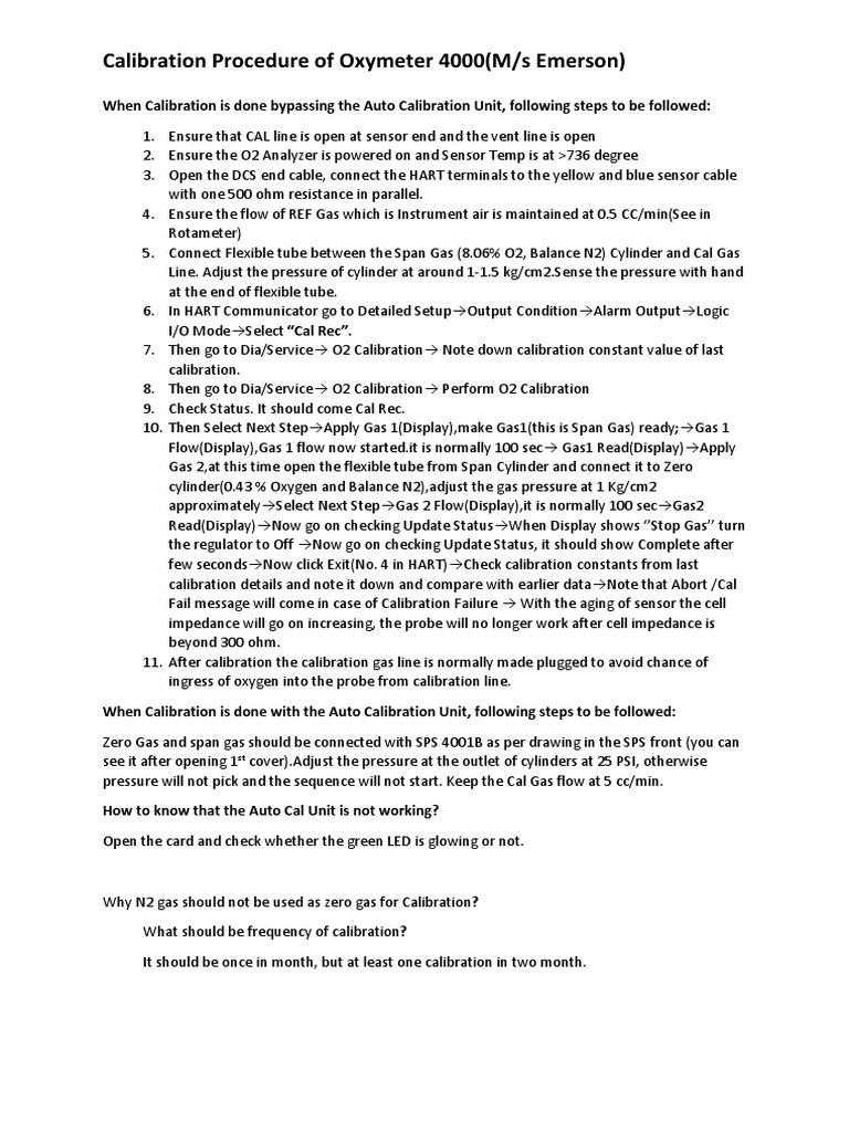 Oxygen Analyser Calibration Procedure | PDF | Calibration | Combustion