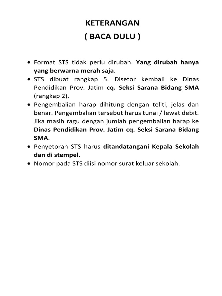 Format dan Prosedur STS Keuangan Sekolah | PDF | Pengelolaan Keuangan ...