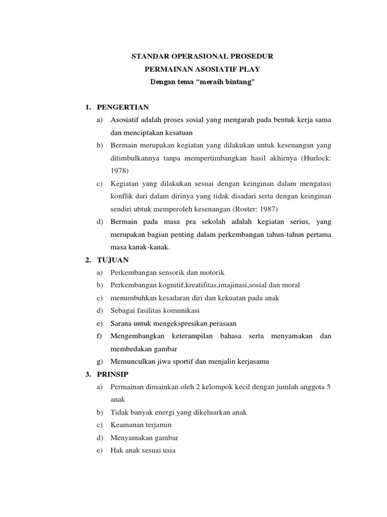 SOP Permainan Asosiatif untuk Anak PAUD | PDF | Kesehatan Holistik