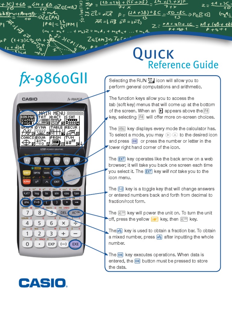 All CASIO QuickStartGuide fx-9860GII fx-9860GII-SD PDF | PDF ...