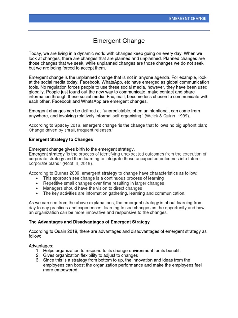 Understanding Emergent Change Strategies | PDF | Strategic Management ...