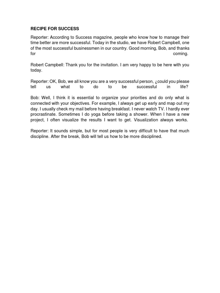 Recipe For Success | PDF