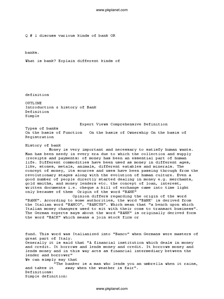 Money Banking and Finance Notes For Bcom Part 1 PDF | PDF | Central ...