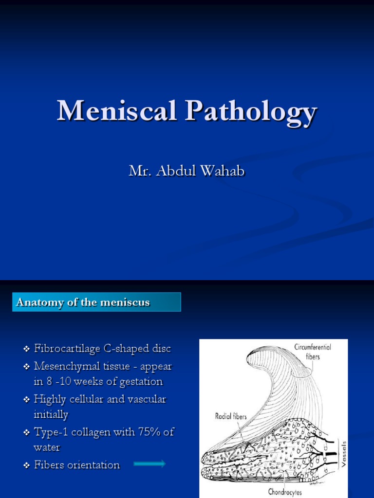Meniscal Pathology: Mr. Abdul Wahab | PDF | Knee | Joints