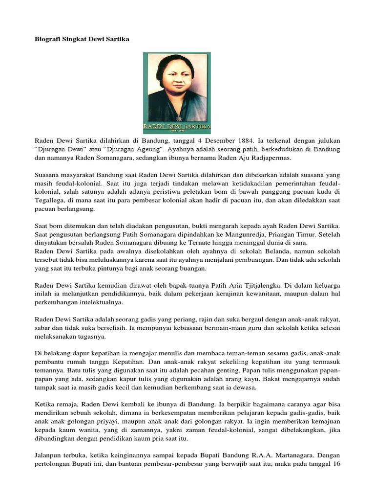 Biografi Singkat Dewi Sartika | PDF