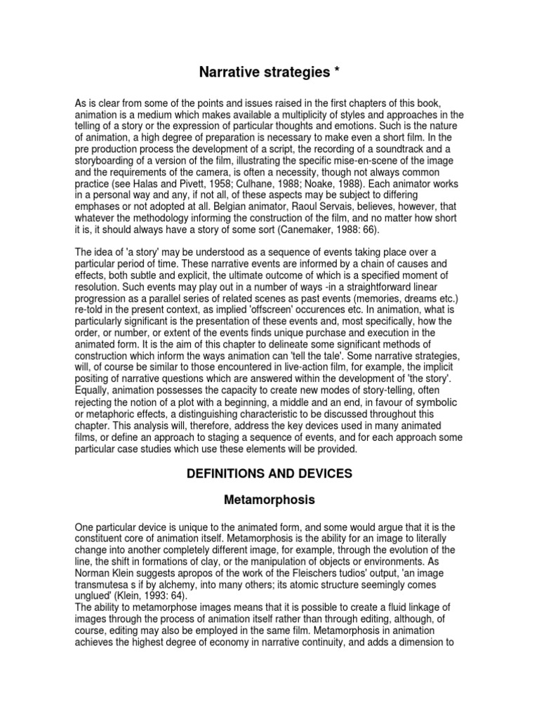 Narrative Strategies in Animation | PDF | Symbols | Narrative