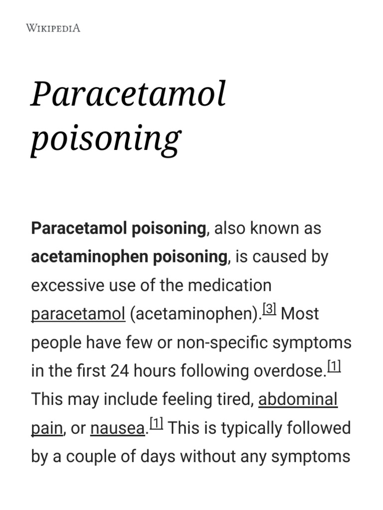Paracetamol Poisoning - Wikipedia PDF | PDF | Medicine | Clinical Medicine