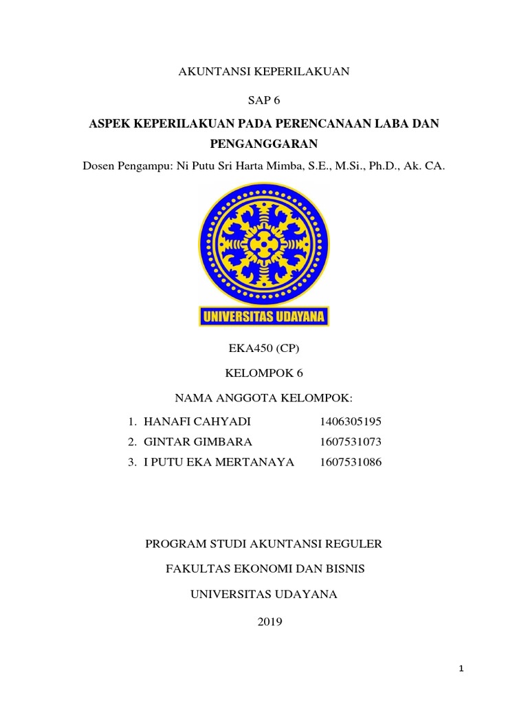 Aspek Keperilakuan Pada Perencanaan Laba Dan Penganggaran RMK 6 | PDF