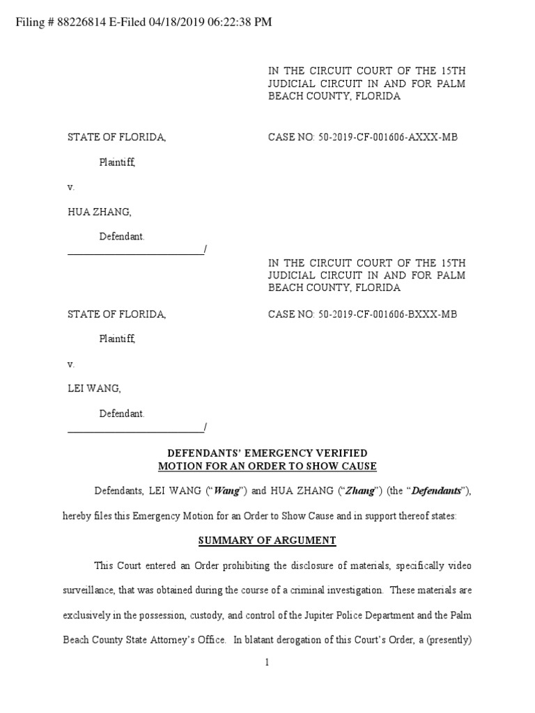 Motion For Order To Show Cause | PDF | Wisconsin Circuit Courts ...