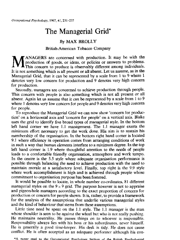 The Managerial Grid | PDF | Concept | Idea