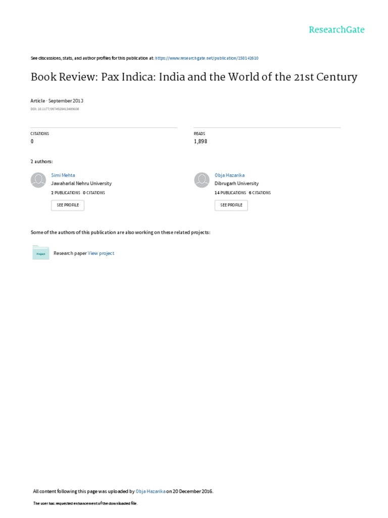 Book Review of Pax Indica by Shashi Tharoor | PDF | Soft Power | Great ...