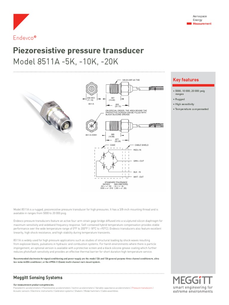 8511a 5 10 20K - DS - 091718 | PDF | Accelerometer | Calibration