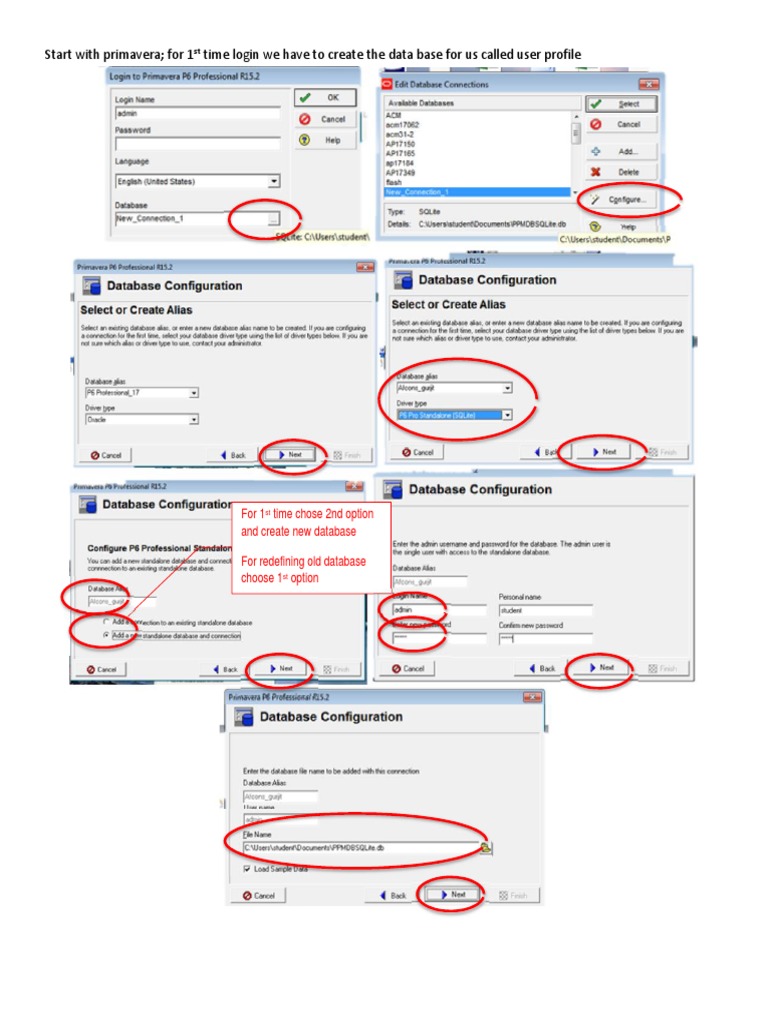 Start With Primavera For 1 Time Login We Have To Create The Data Base ...